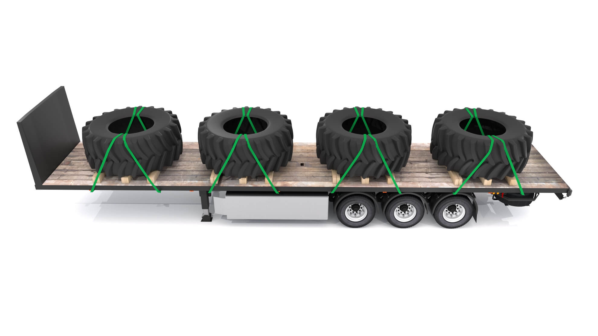 Flatbed Trailer With Tires - 3D Model by ALPHA3DST