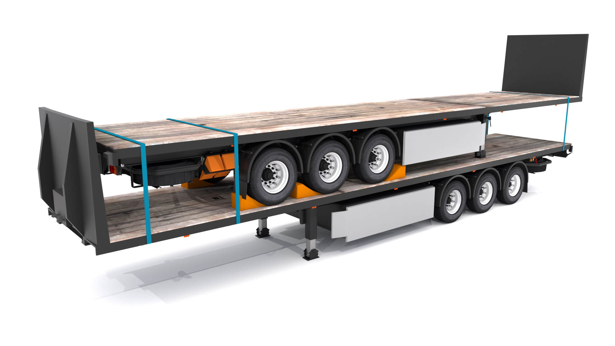 Flatbed Trailer With Trailer - 3D Model by ALPHA3DST