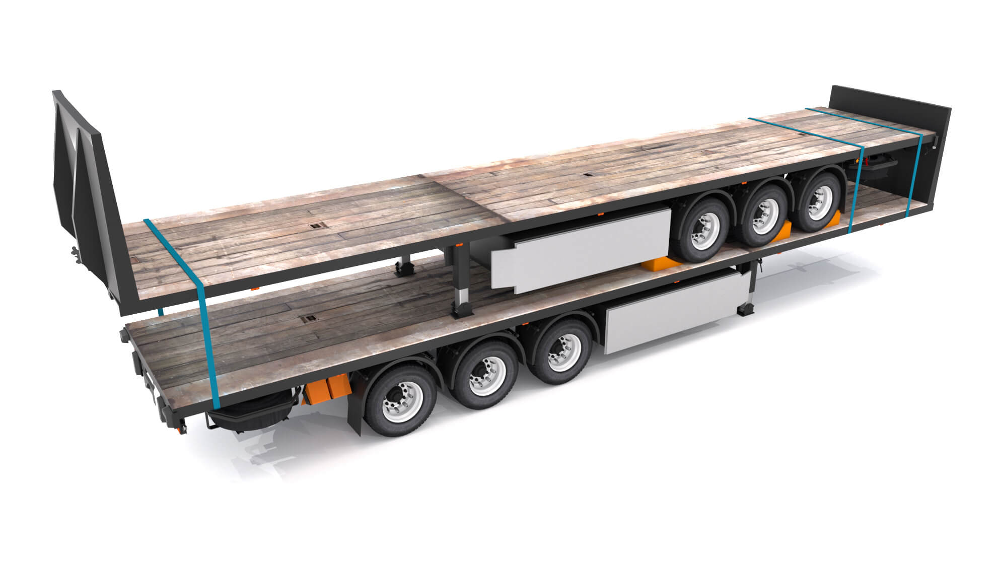 Flatbed Trailer With Trailer - 3D Model by ALPHA3DST