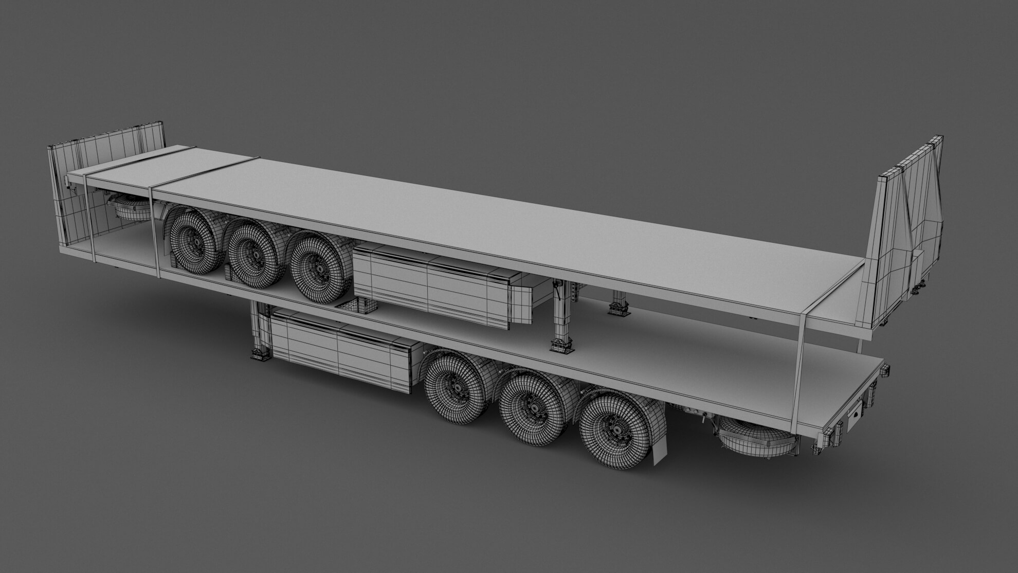Flatbed Trailer With Trailer - 3D Model by ALPHA3DST