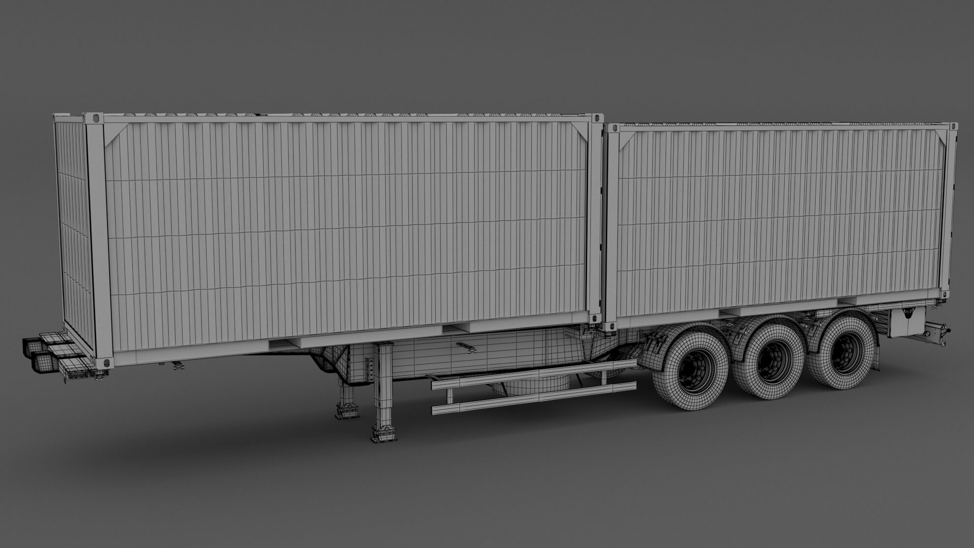 Chassis Semi Trailer With Shipping Containers - 3D Model by ALPHA3DST