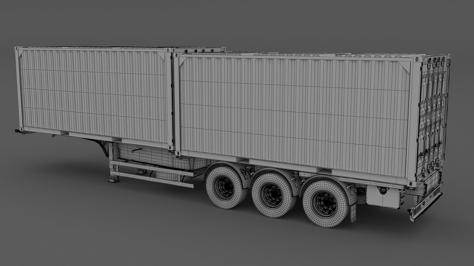 Chassis Semi Trailer With Shipping Containers - 3D Model by ALPHA3DST