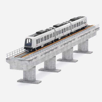 Hitachi Rail Driverless Metro Copenhagen With Railway Bridge - 3D Model ...