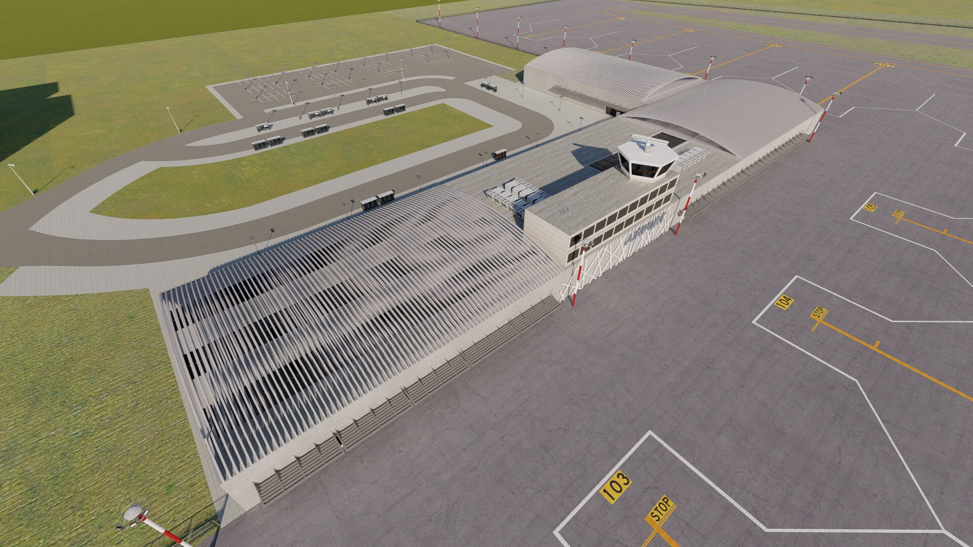 International Airport With Interior and Landscape - 3D Model by ALPHA3DST