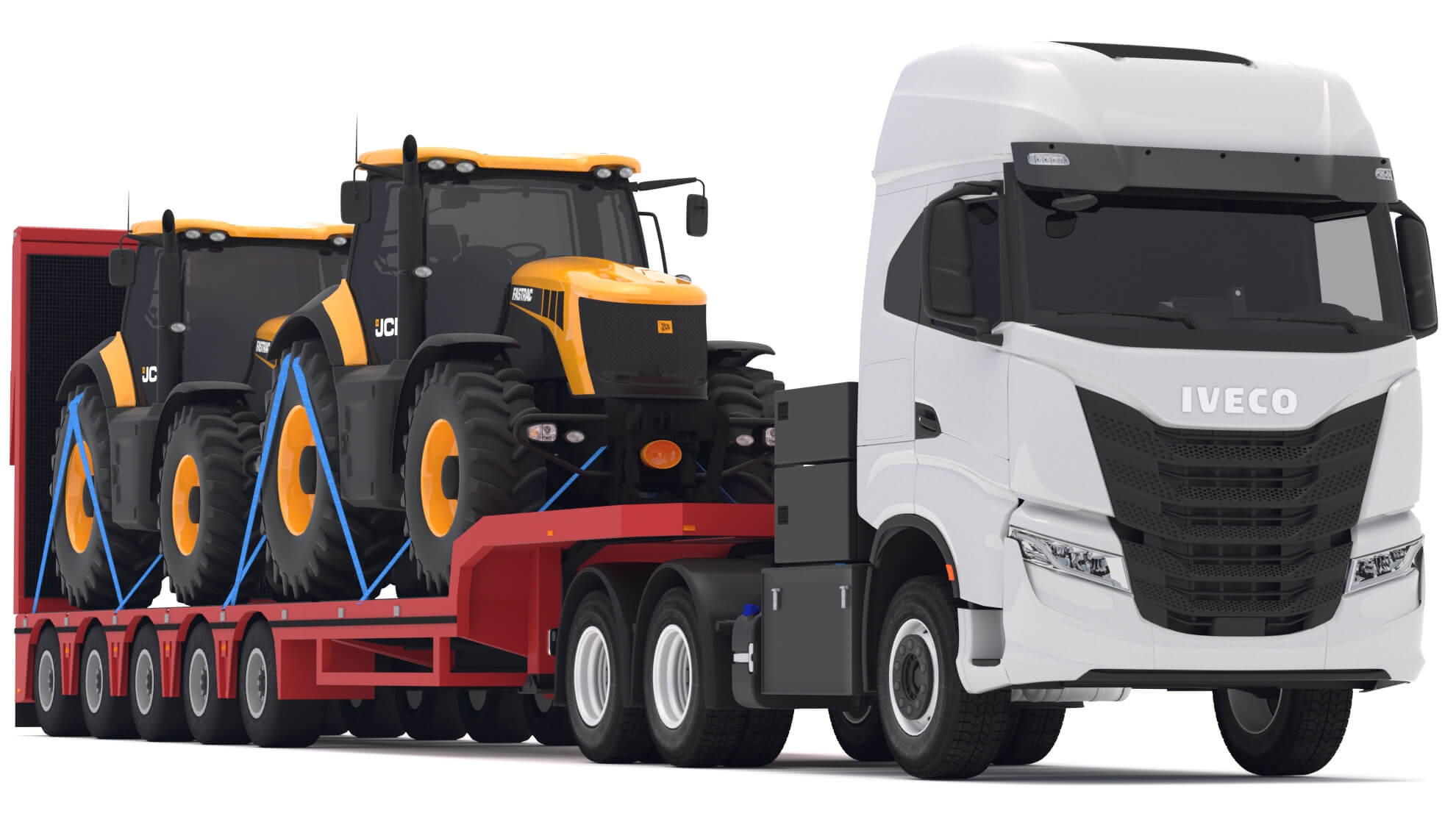Iveco S-Way Tractor Lowboy Trailer With JCB Fastrac 8310 3D Model by ...