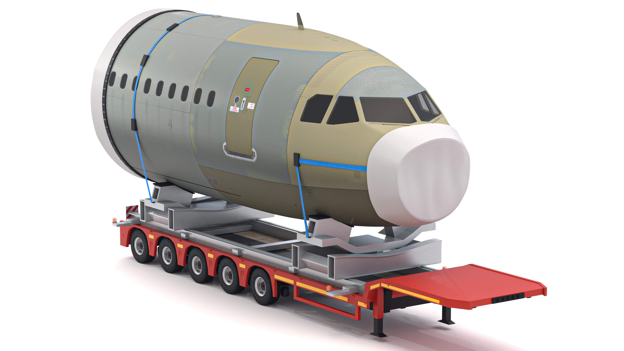 Lowboy Trailer With Airplane - 3D Model by ALPHA3DST