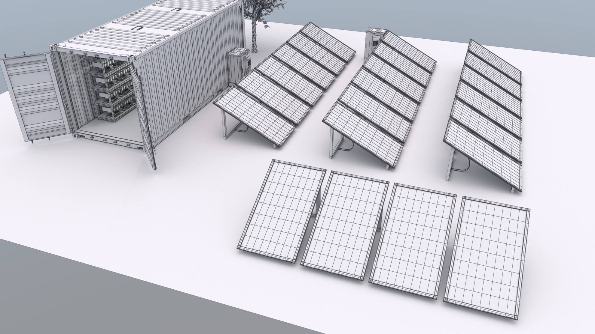 Mining Farm Container With Solar Panel - 3D Model by ALPHA3DST