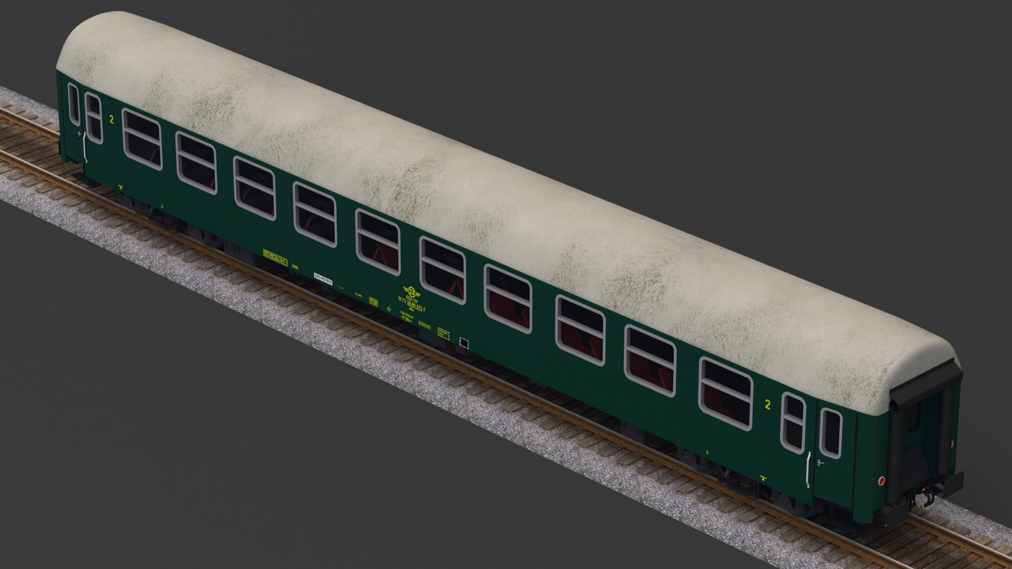 Ose Veb Uic-Y Passenger Train Car Green 3D Model by ALPHA3DST