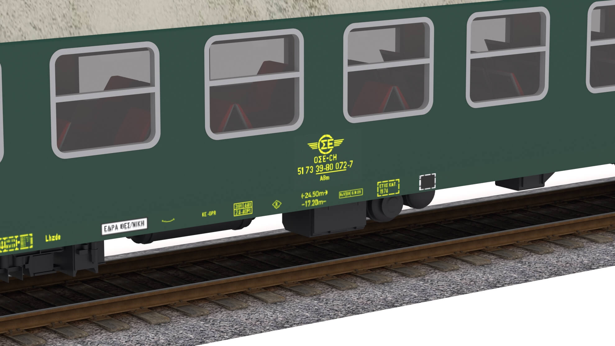 Ose Veb Uic-Y Passenger Train Car Green 3D Model by ALPHA3DST