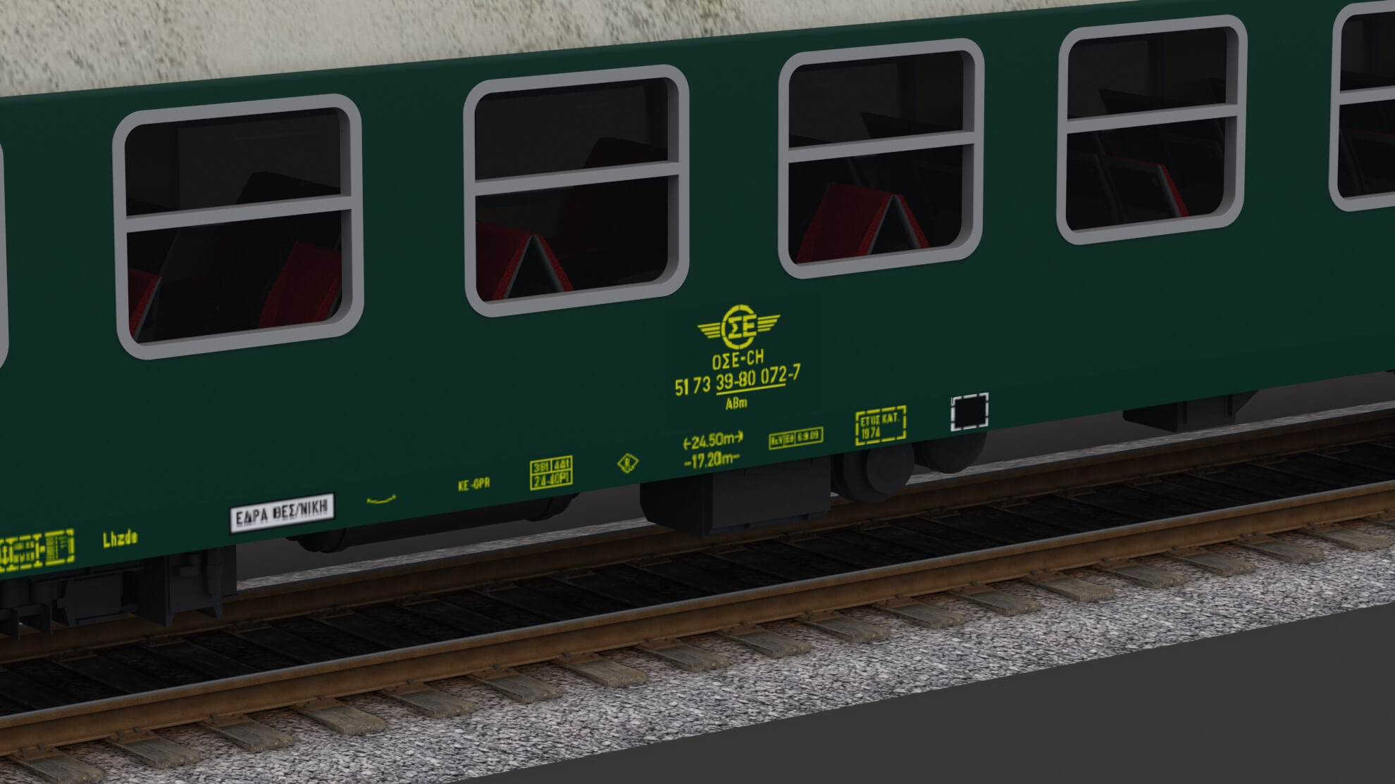 Ose Veb Uic-Y Passenger Train Car Green 3D Model by ALPHA3DST