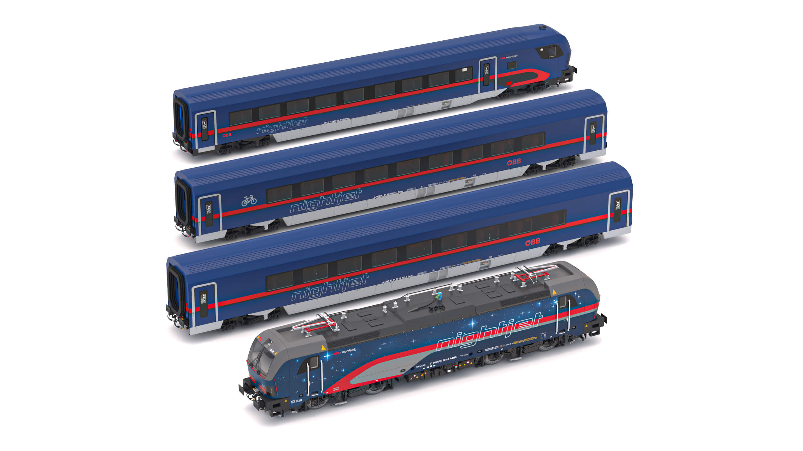 Passenger Train Obb Nightjet Collection 2 - 3D Model by ALPHA3DST