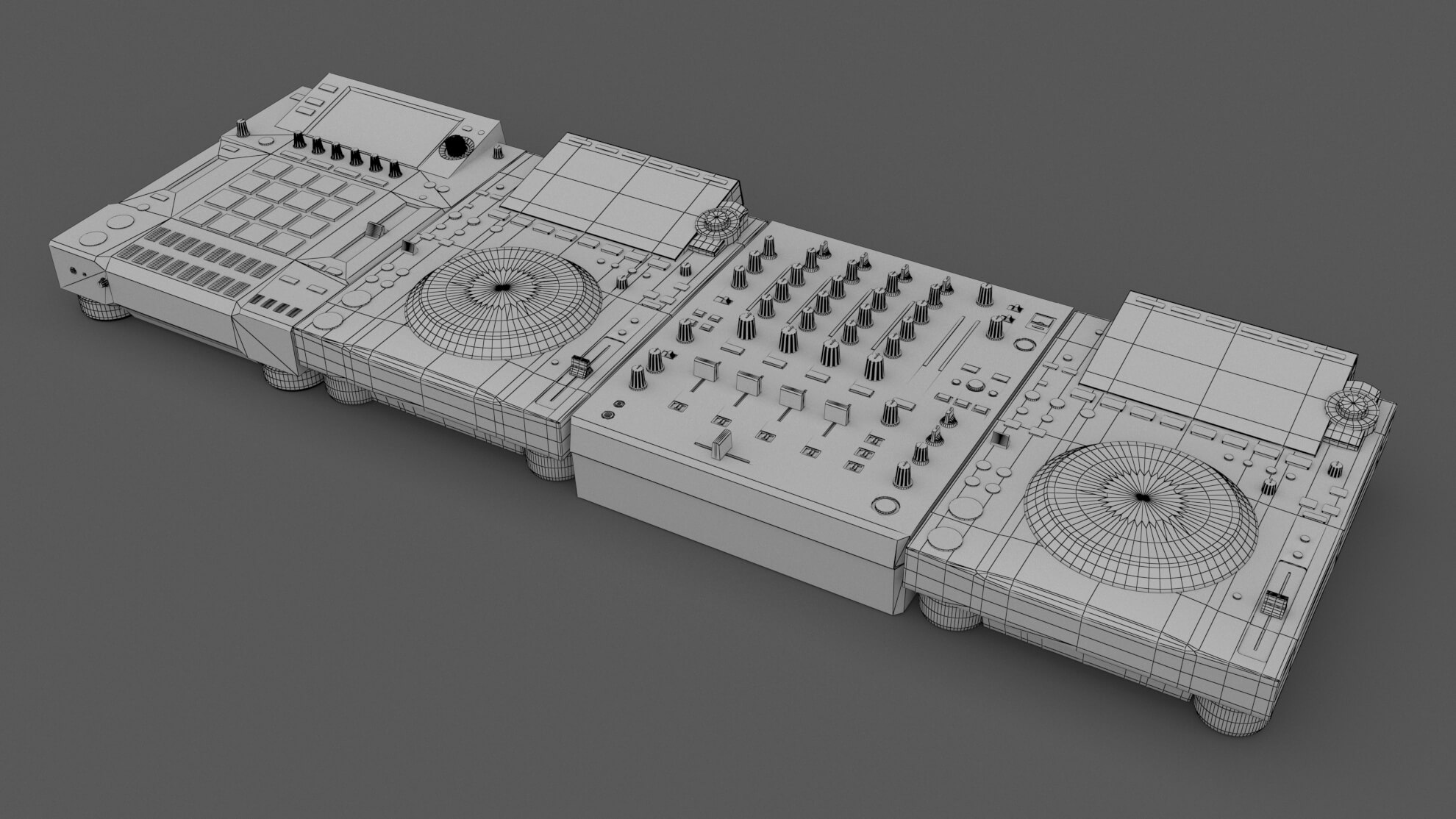 Pioneer DJ Set 5 Djs 1000 Djm0750 MK2 and Cdj 3000 Nexus - 3D Model by ...