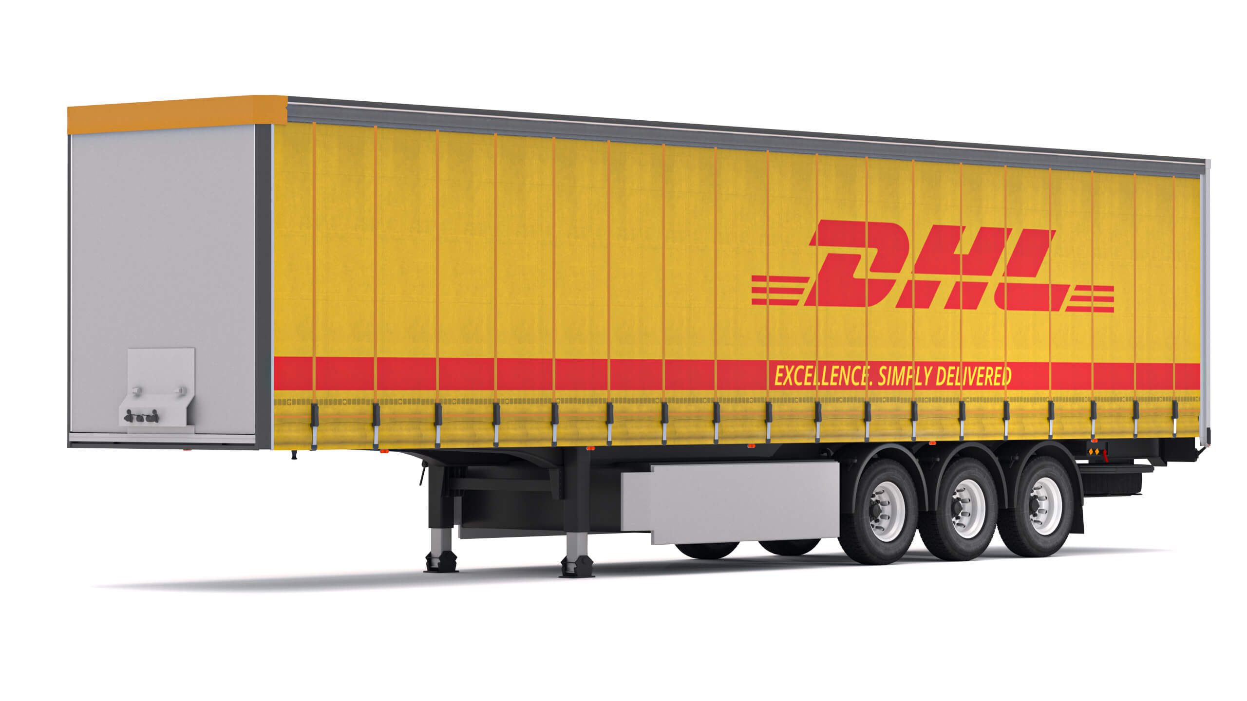 Semi Trailer DHL Curtainsider - 3D Model by ALPHA3DST
