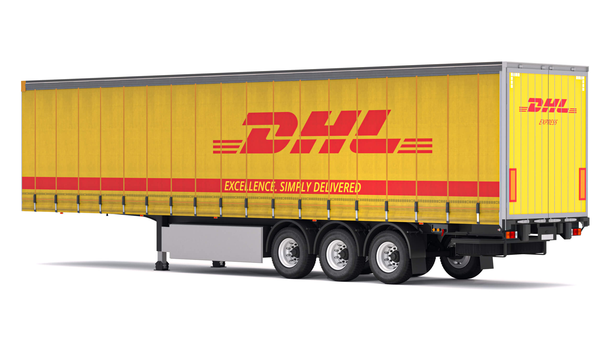 Semi Trailer DHL Curtainsider - 3D Model by ALPHA3DST