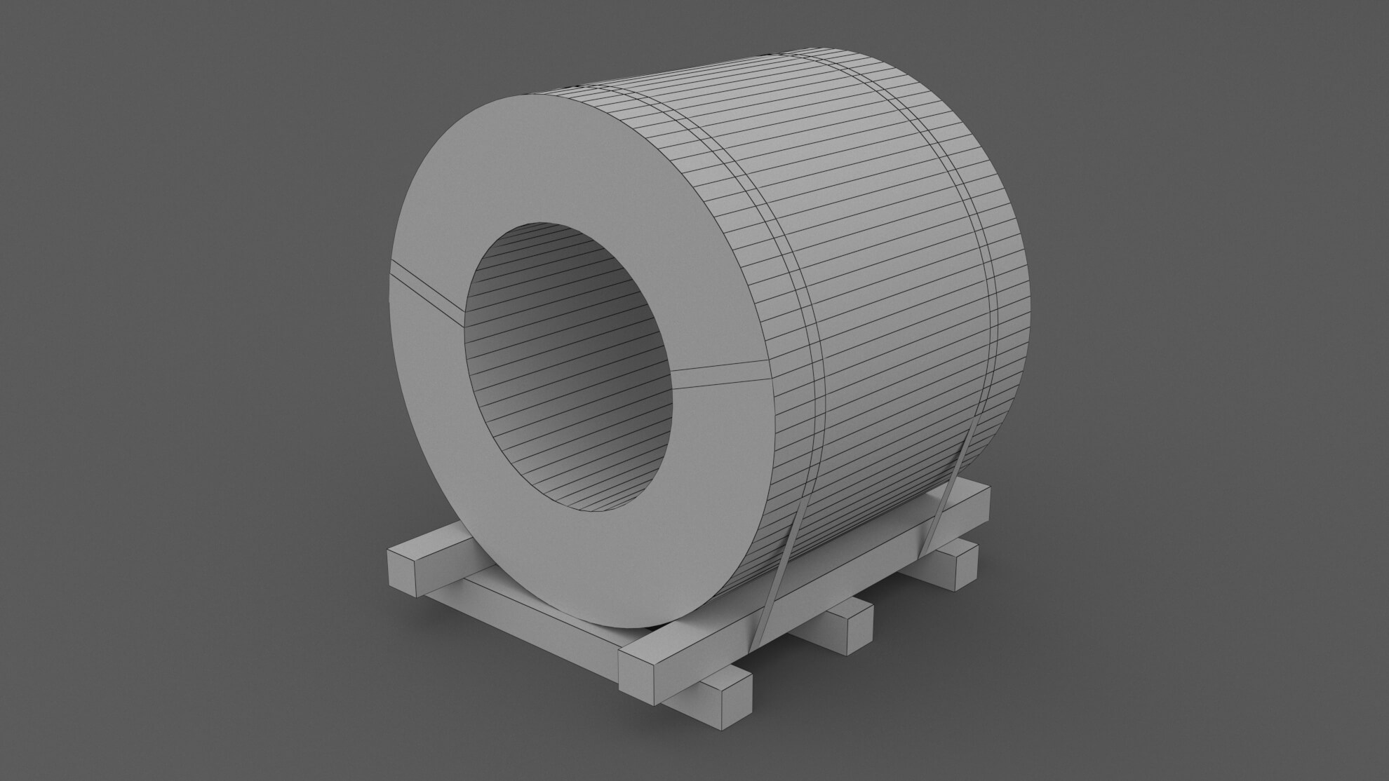 Steel Coil and Wooden Pallet - 3D Model by ALPHA3DST