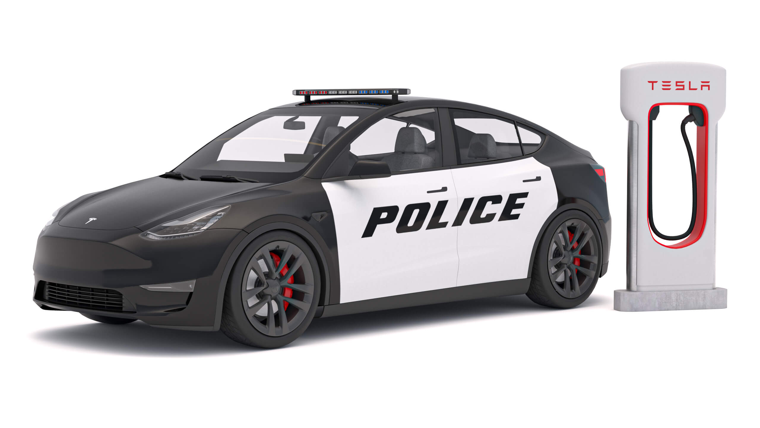 Tesla Y Police and Supercharger V3 - 3D Model by ALPHA3DST