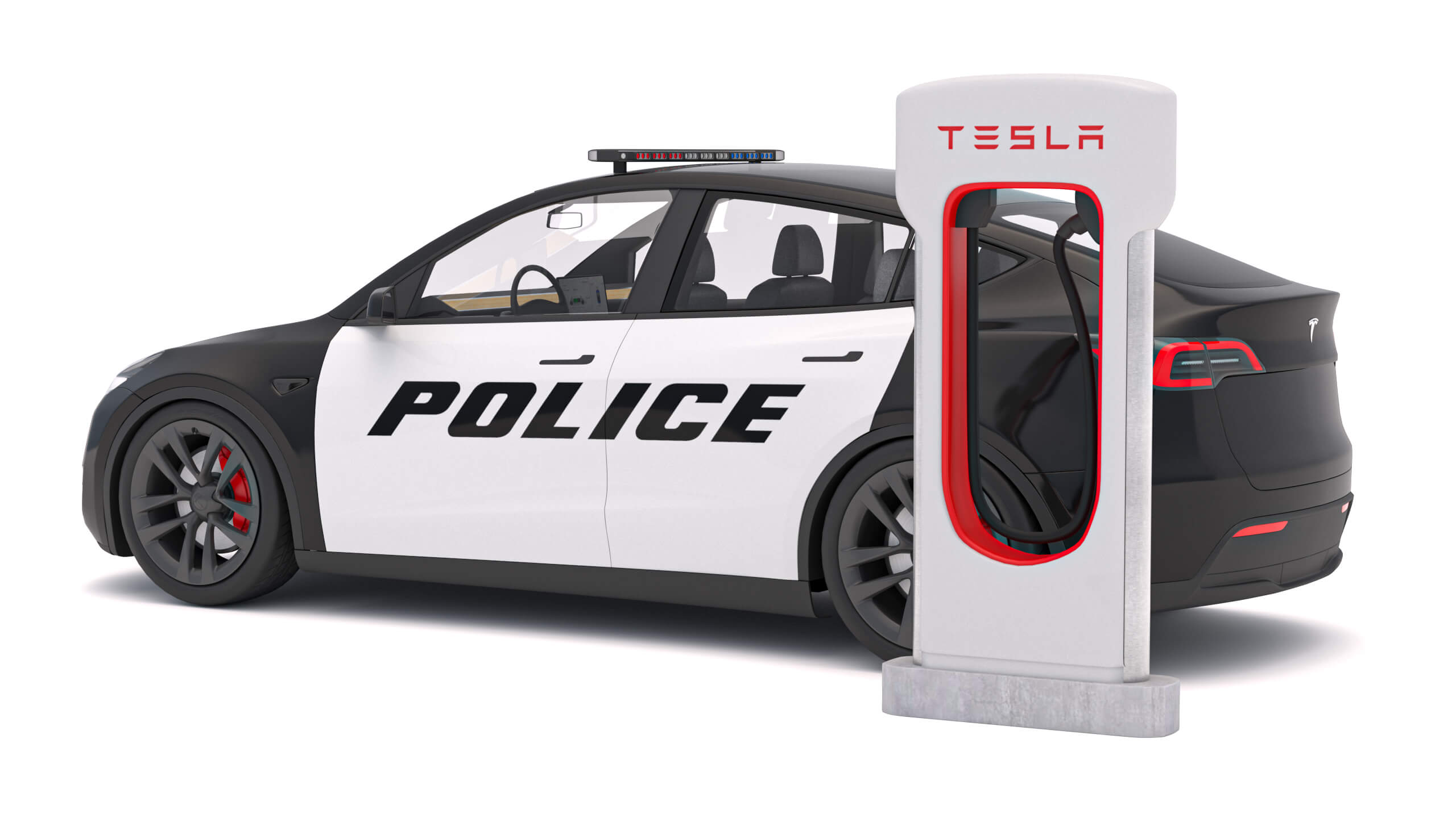 Tesla Y Police and Supercharger V3 - 3D Model by ALPHA3DST