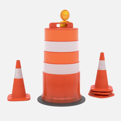 Traffic Barrel Barricade and Cone - 3D Model by ALPHA3DST