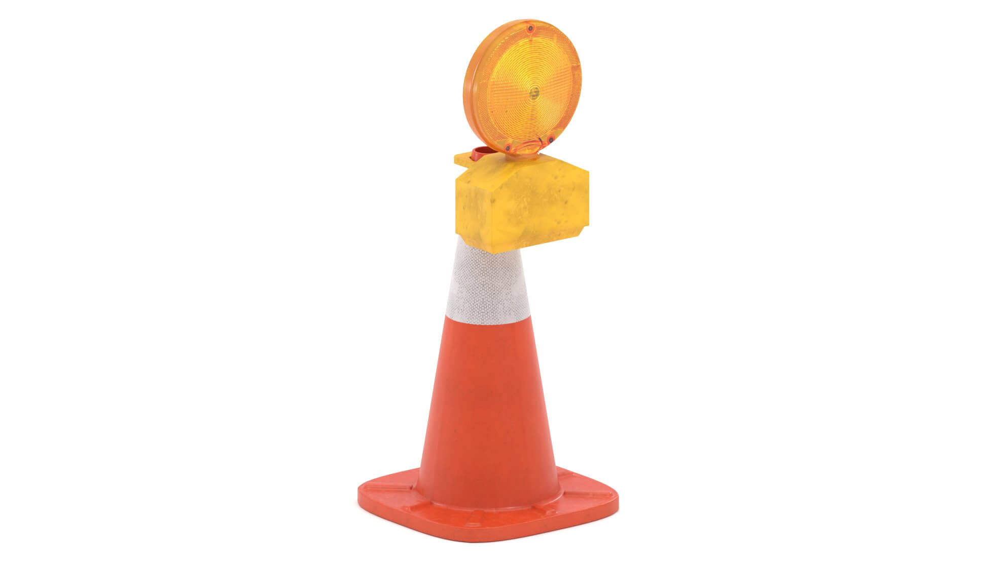 Traffic Cone With Safety Amber Warning Light - 3D Model by ALPHA3DST