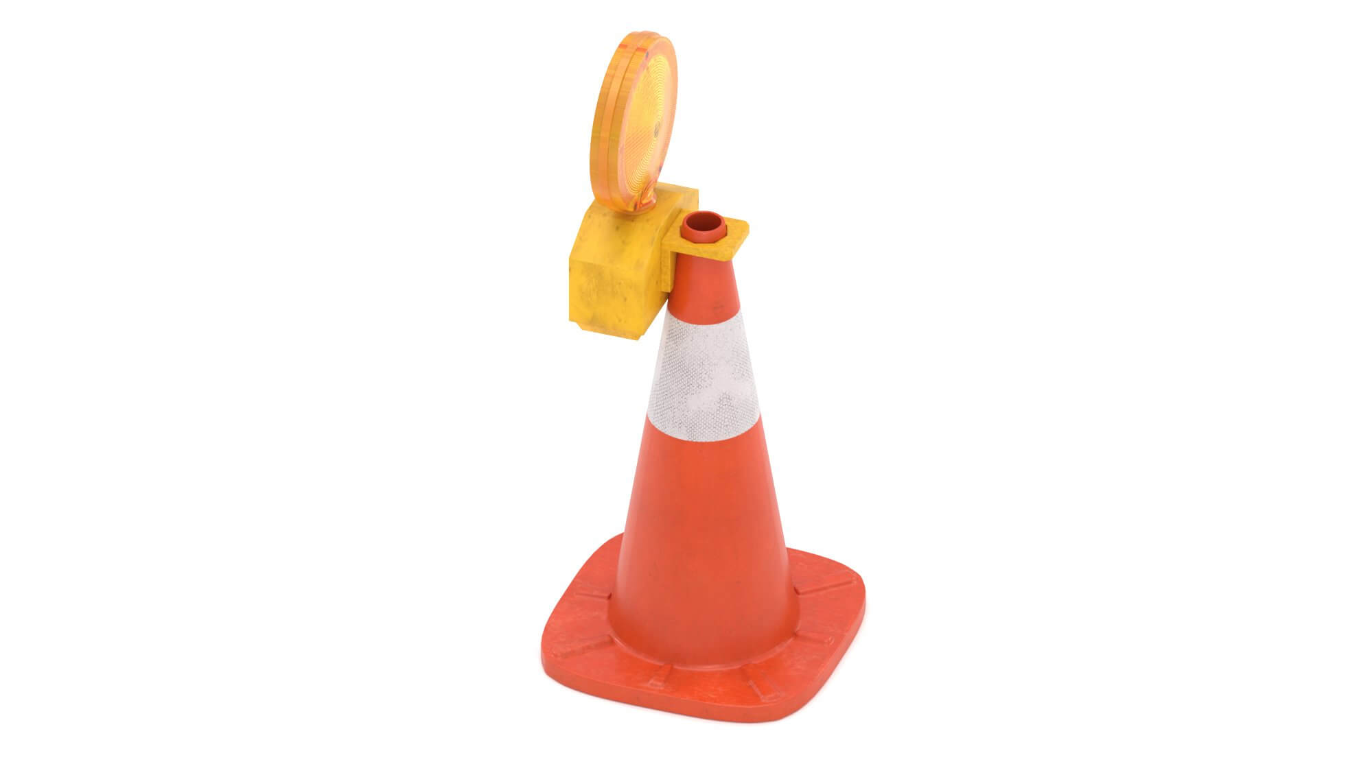 Traffic Cone With Safety Amber Warning Light - 3D Model by ALPHA3DST