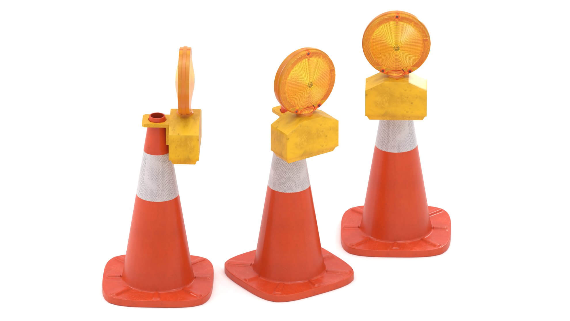 Traffic Cone With Safety Amber Warning Light - 3D Model by ALPHA3DST