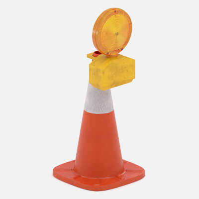 Traffic Cone With Safety Amber Warning Light - 3D Model by ALPHA3DST