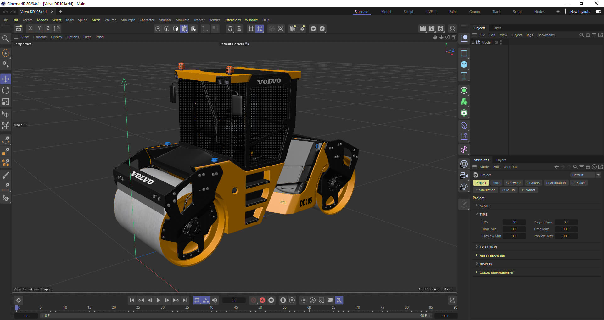 Volvo DD105 Articulated Tandem Road Roller - 3D Model by ALPHA3DST
