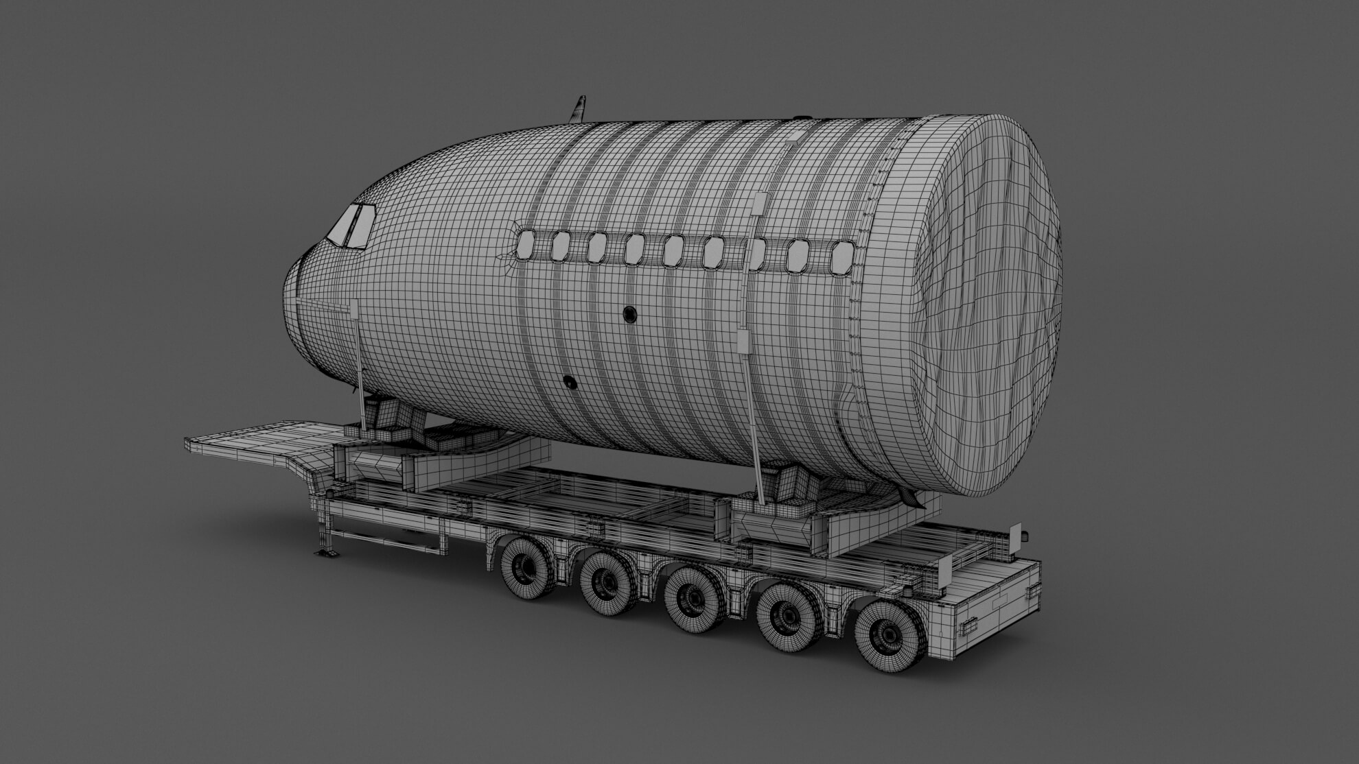 Volvo FH16 2021 and Lowboy Trailer With Airplane - 3D Model by ALPHA3DST