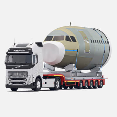 Volvo FH16 2021 and Lowboy Trailer With Airplane - 3D Model by ALPHA3DST