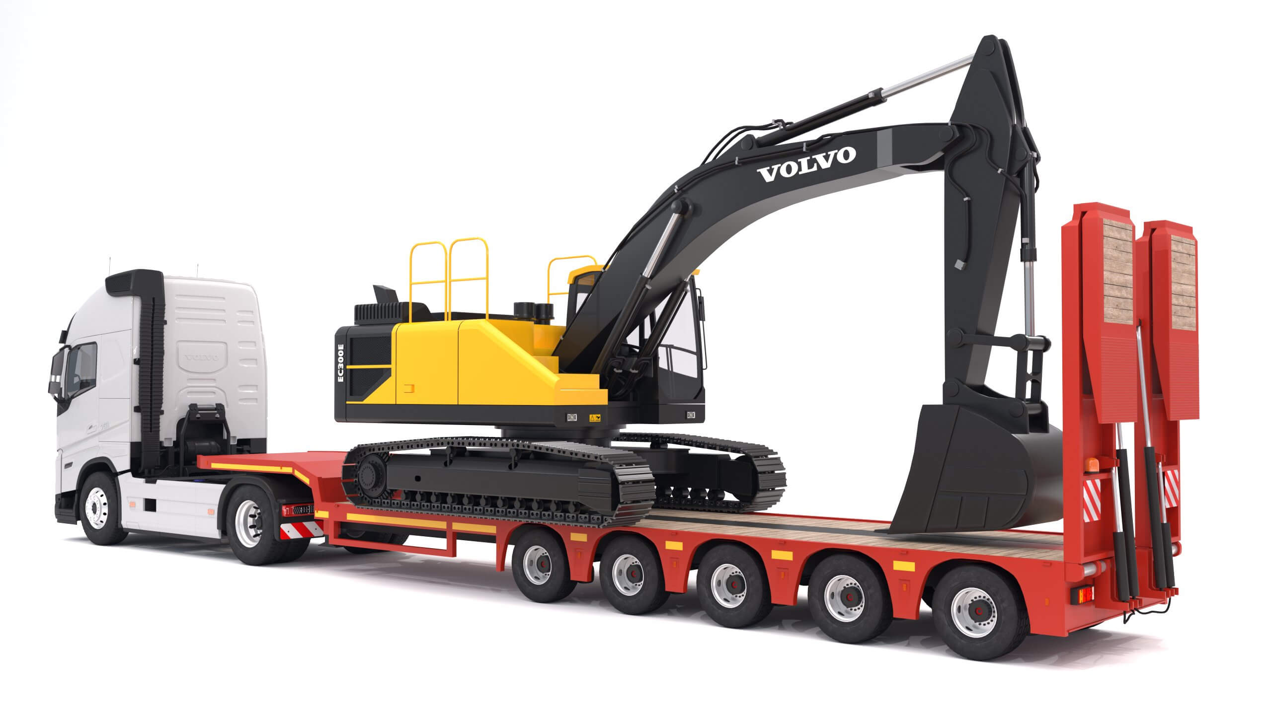 Volvo FH16 2021 and Lowboy Trailer With Ec300E Excavator - 3D Model by ALPHA3DST