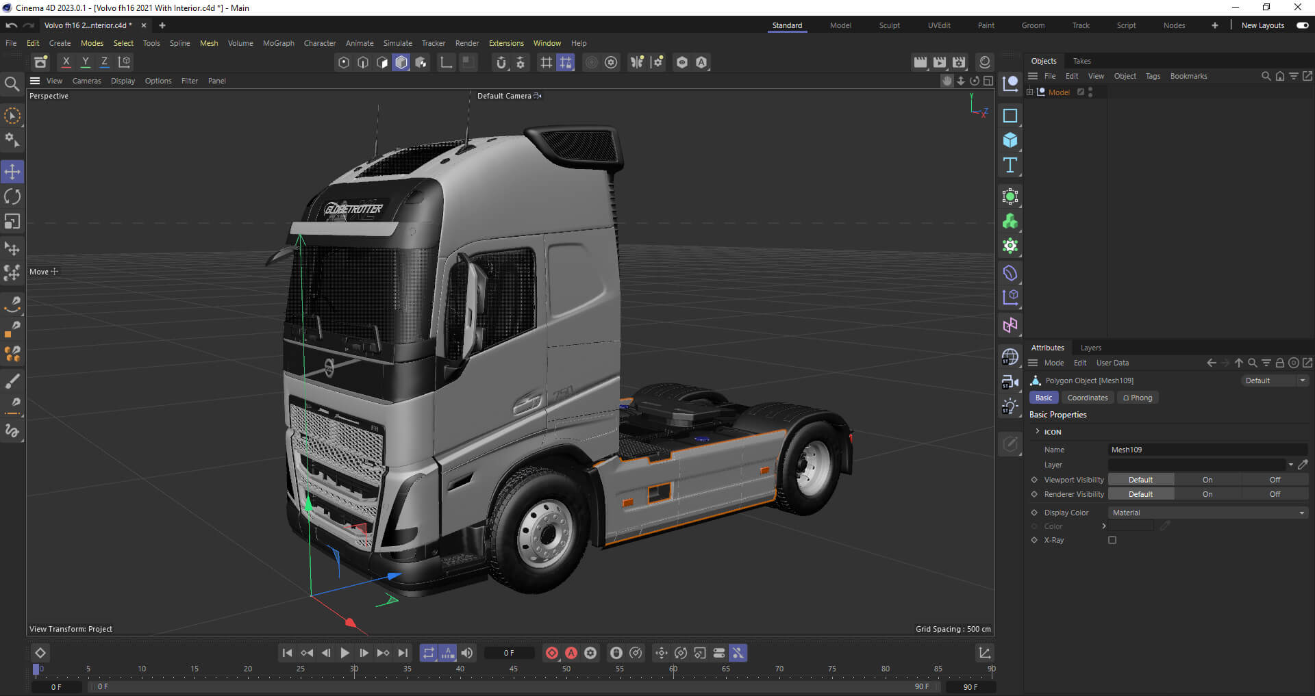Volvo FH16 2021 and Lowboy Trailer With Volvo DD105 Roller - 3D Model by ALPHA3DST