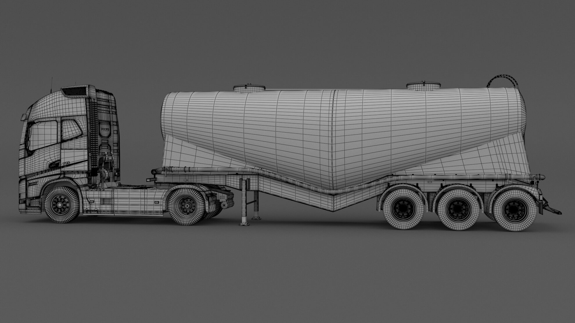 Volvo FH16 2021 With Cement Trailer - 3D Model by ALPHA3DST