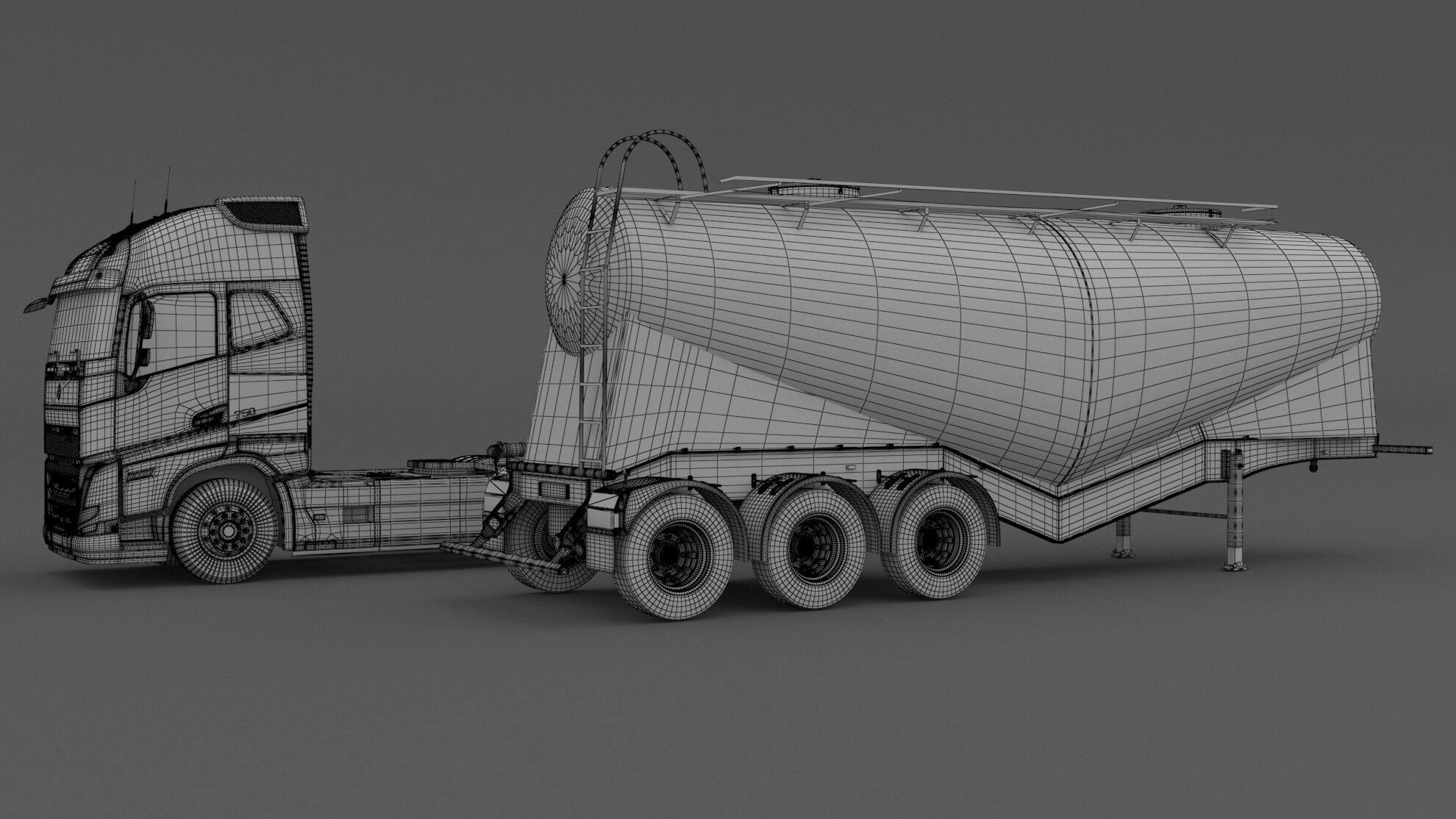 Volvo FH16 2021 With Cement Trailer - 3D Model by ALPHA3DST