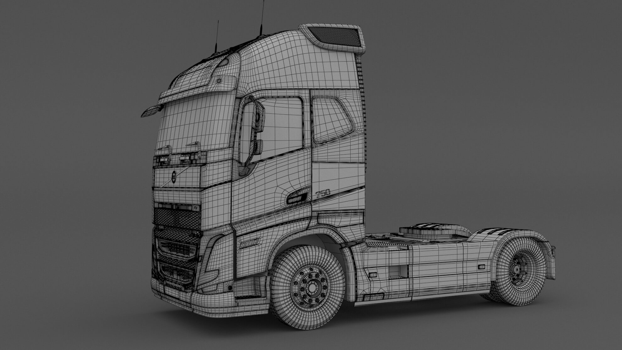 Volvo FH16 With Industrial Trailer - 3D Model by ALPHA3DST