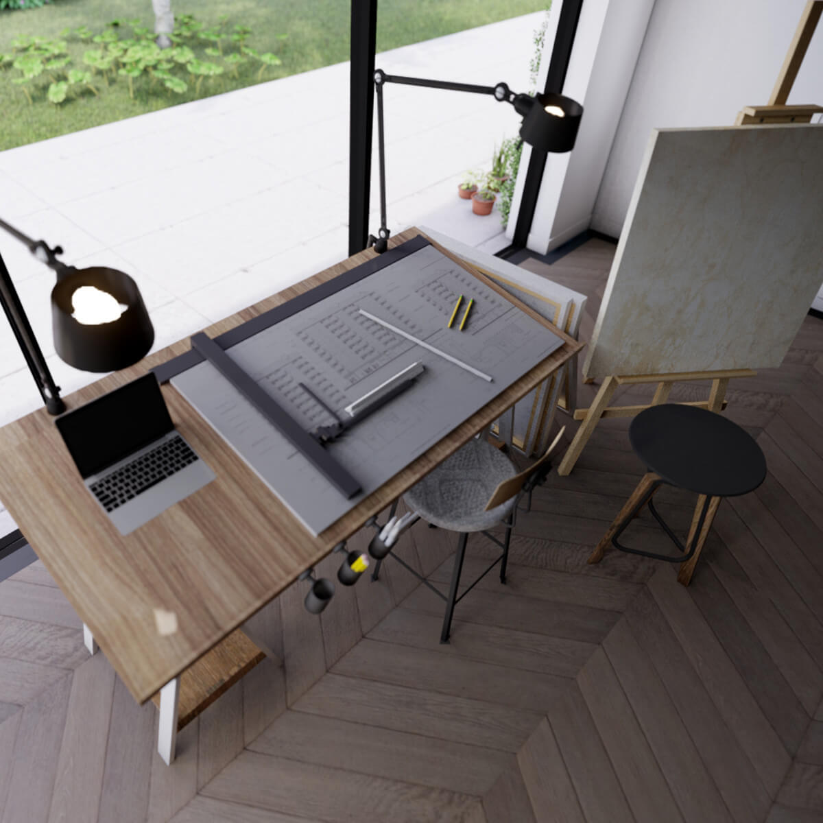 Drafting Table Pro Set - 3D Model by AlphaGroup