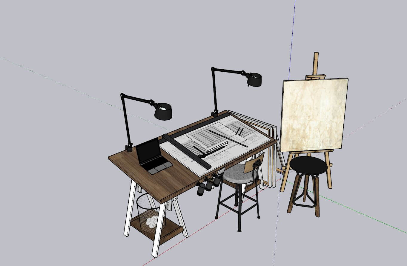 Drafting Table Pro Set - 3D Model by AlphaGroup