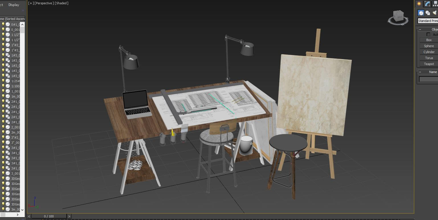 Drafting Table Pro Set - 3D Model by AlphaGroup