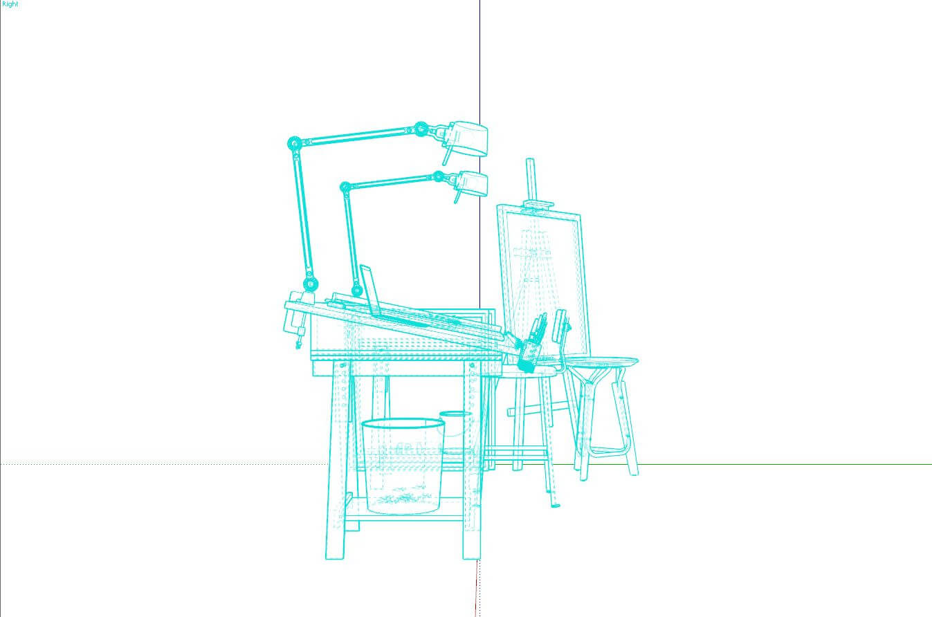 Drafting Table Pro Set - 3D Model by AlphaGroup