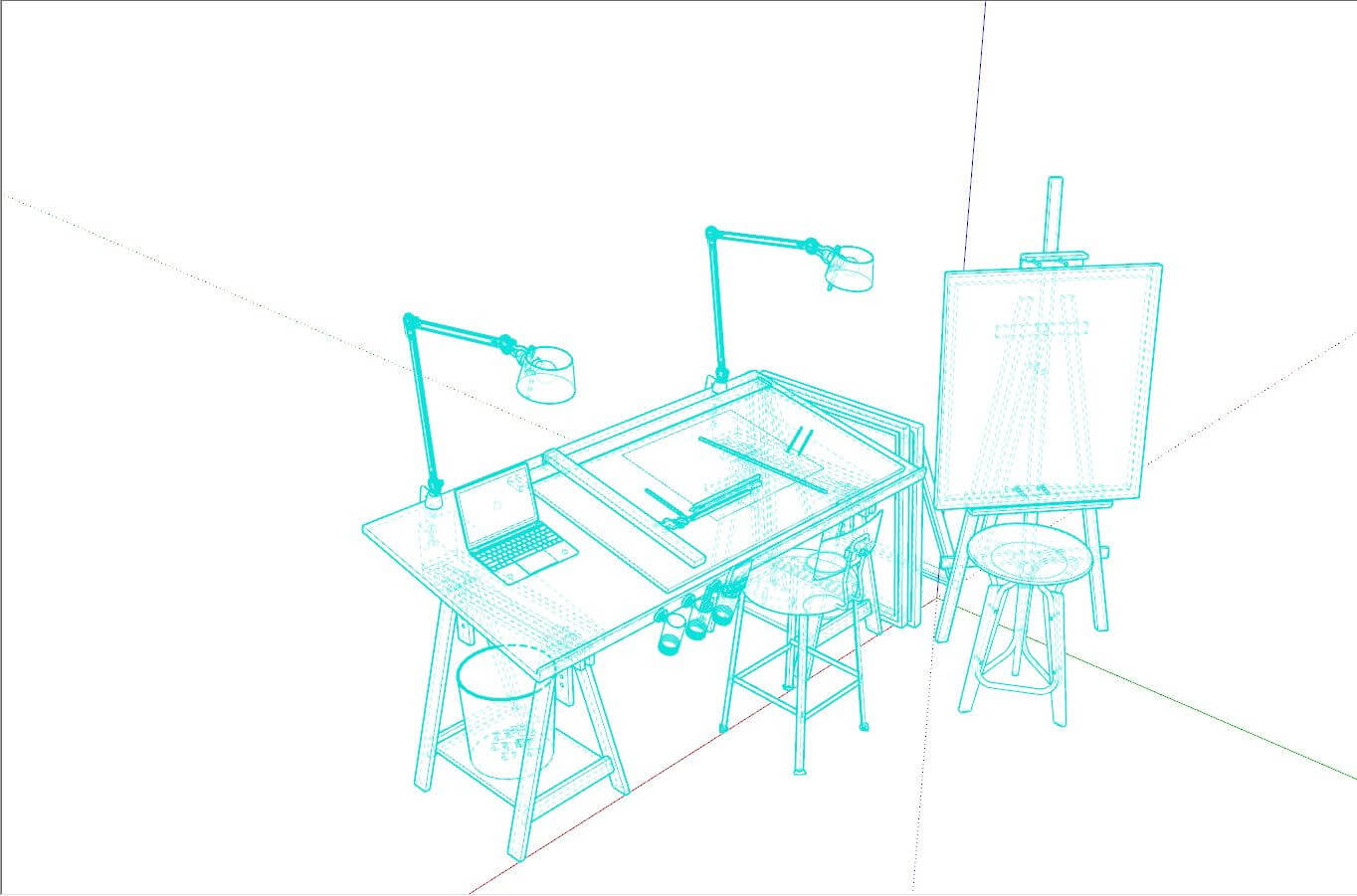 Drafting Table Pro Set - 3D Model by AlphaGroup