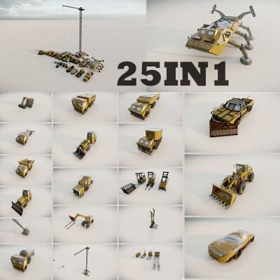 Heavy Construction Machinery Equipment Industrial 25 in 1 - 3D Model by ...