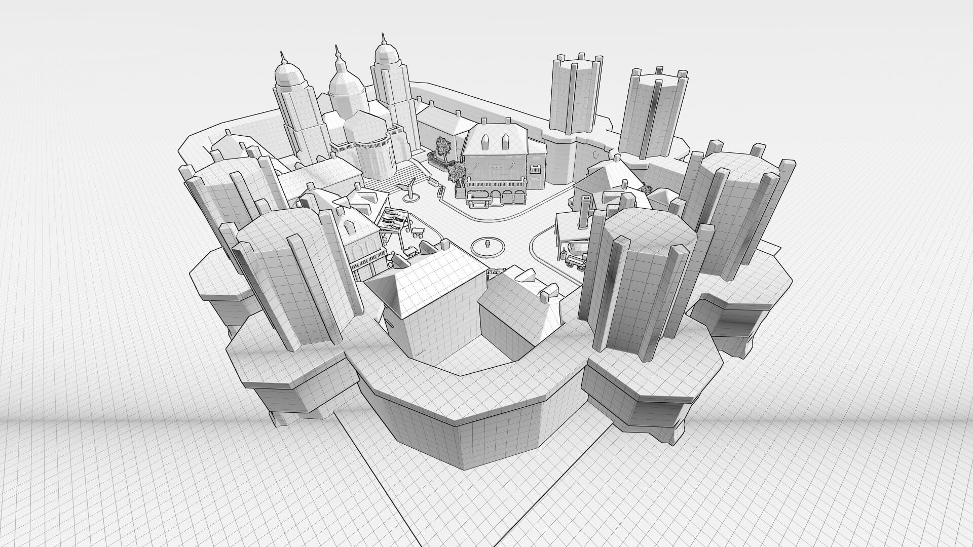 Old German Town - 3D Model by AlphaGroup