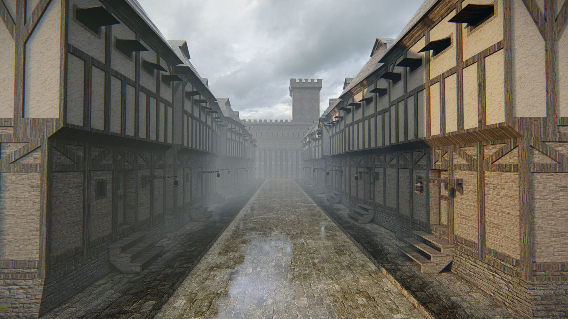 Old German Street - 3D Model by AlphaGroup