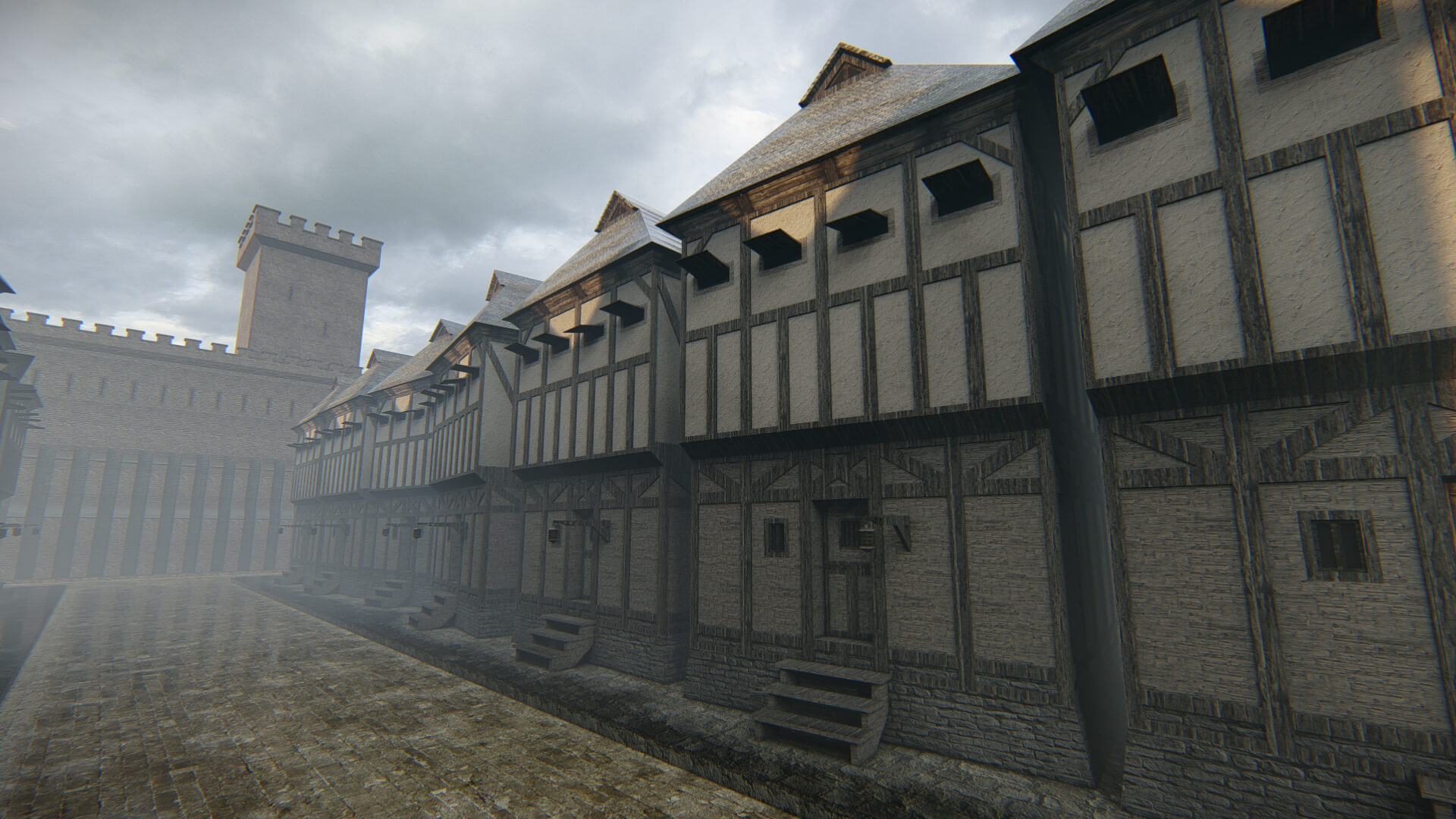 Old German Street - 3D Model by AlphaGroup