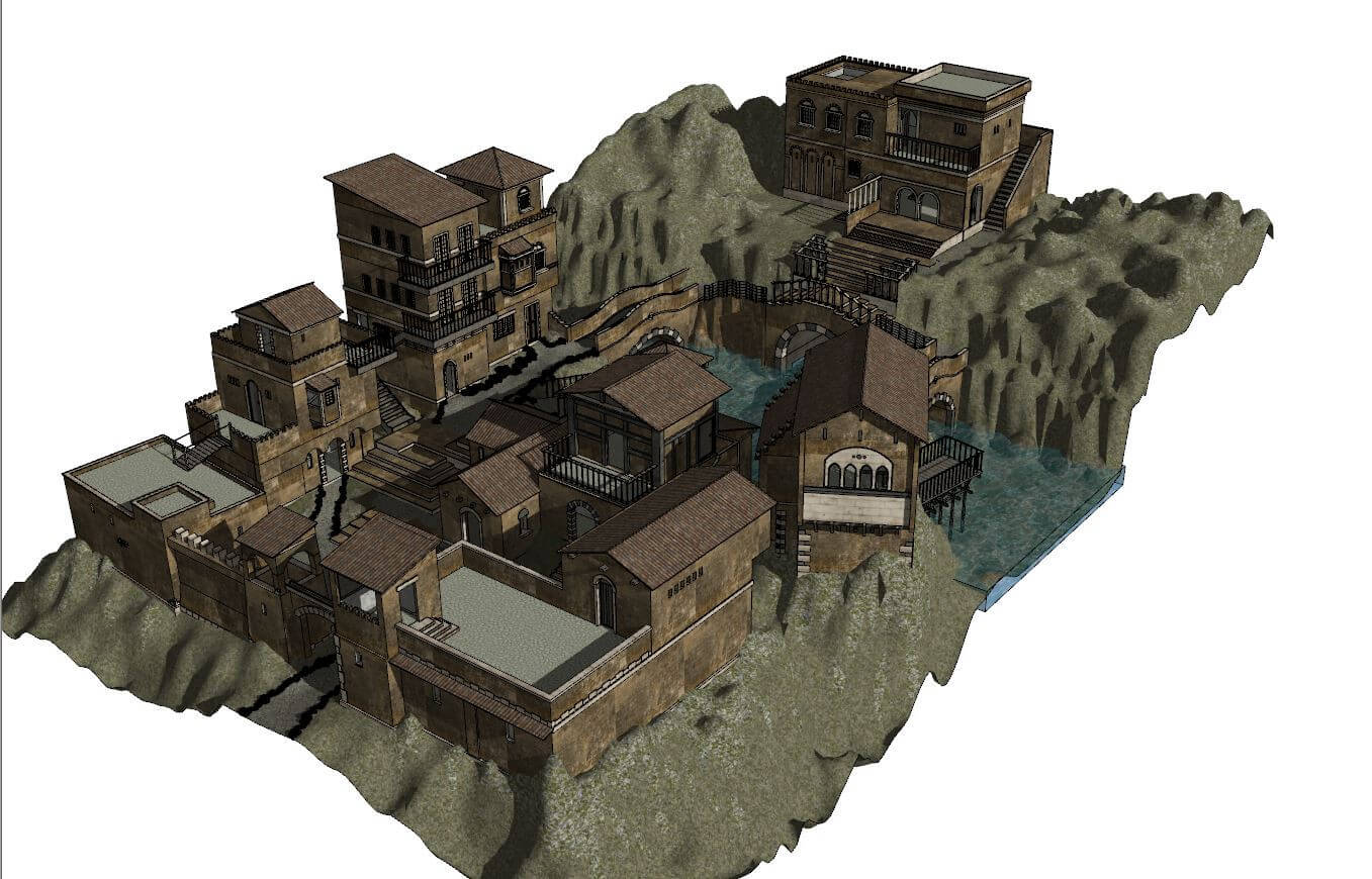 Old European Town - 3D Model by AlphaGroup