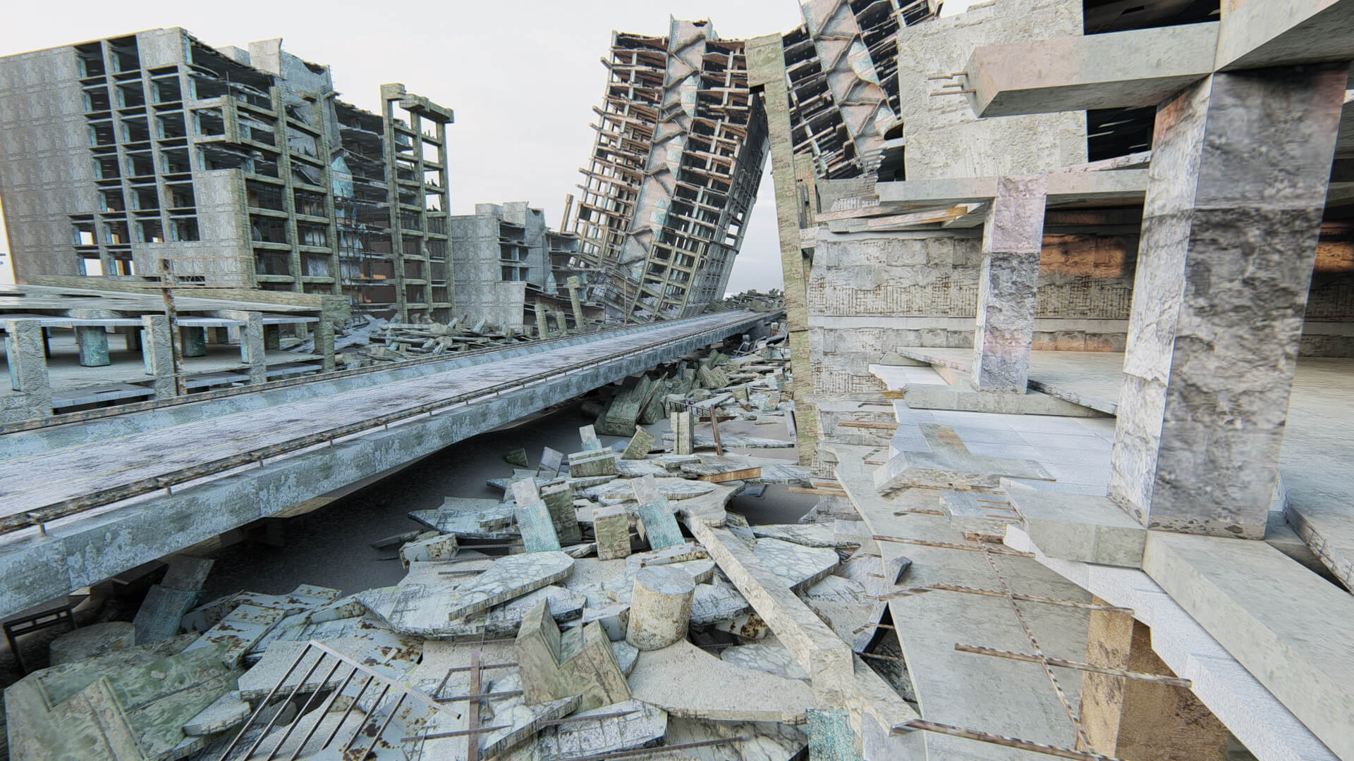 Ruined City Destroyed Cityscape - 3D Model by AlphaGroup