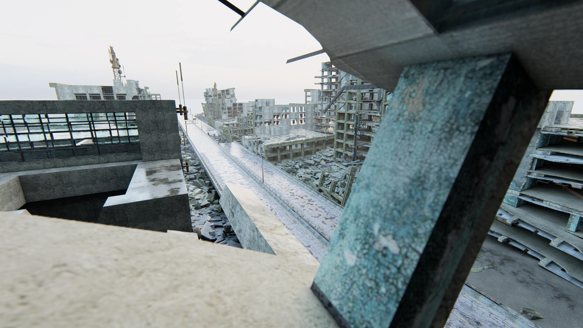 Ruined City Destroyed Cityscape - 3D Model by AlphaGroup