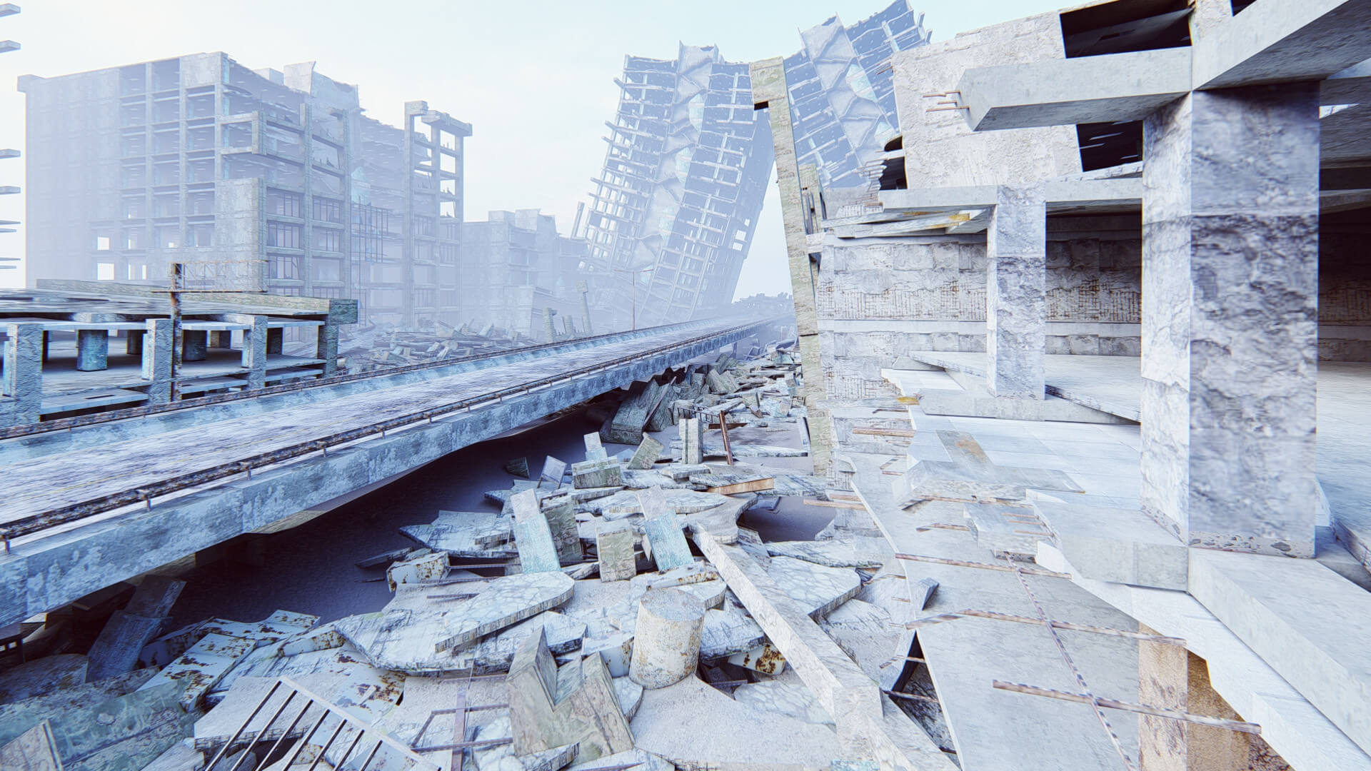 Ruined City Destroyed Cityscape - 3D Model by AlphaGroup