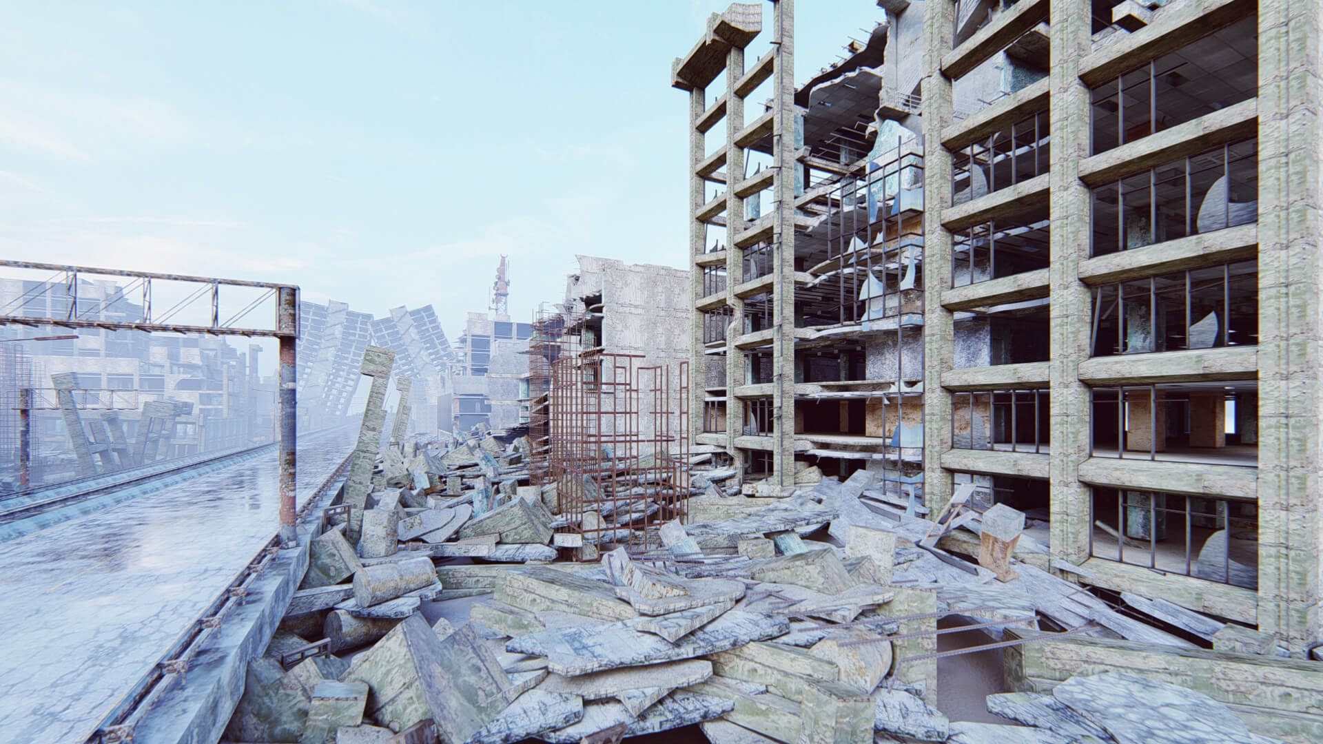 Ruined City Destroyed Cityscape - 3D Model by AlphaGroup