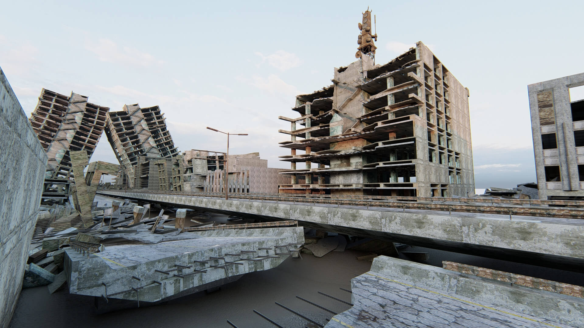 Ruined City Destroyed Cityscape - 3D Model by AlphaGroup