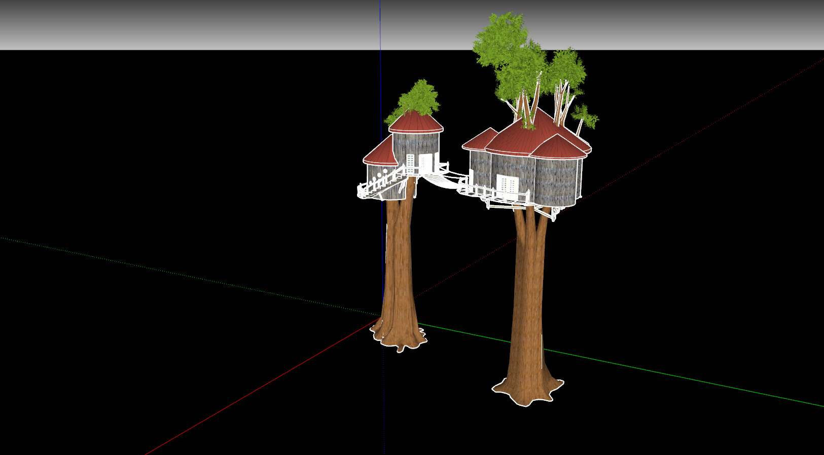 Treehouse With Bridge - 3D Model by AlphaGroup